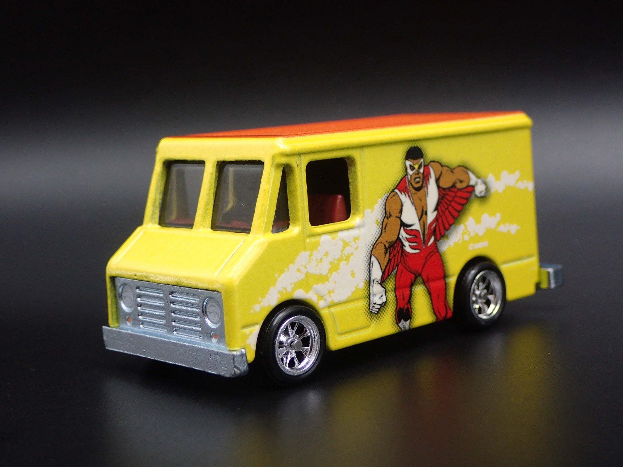 GMC STEP BOX VAN MARVEL THE FALCON YELLOW 1:64 SCALE DIORAMA DIECAST M ...