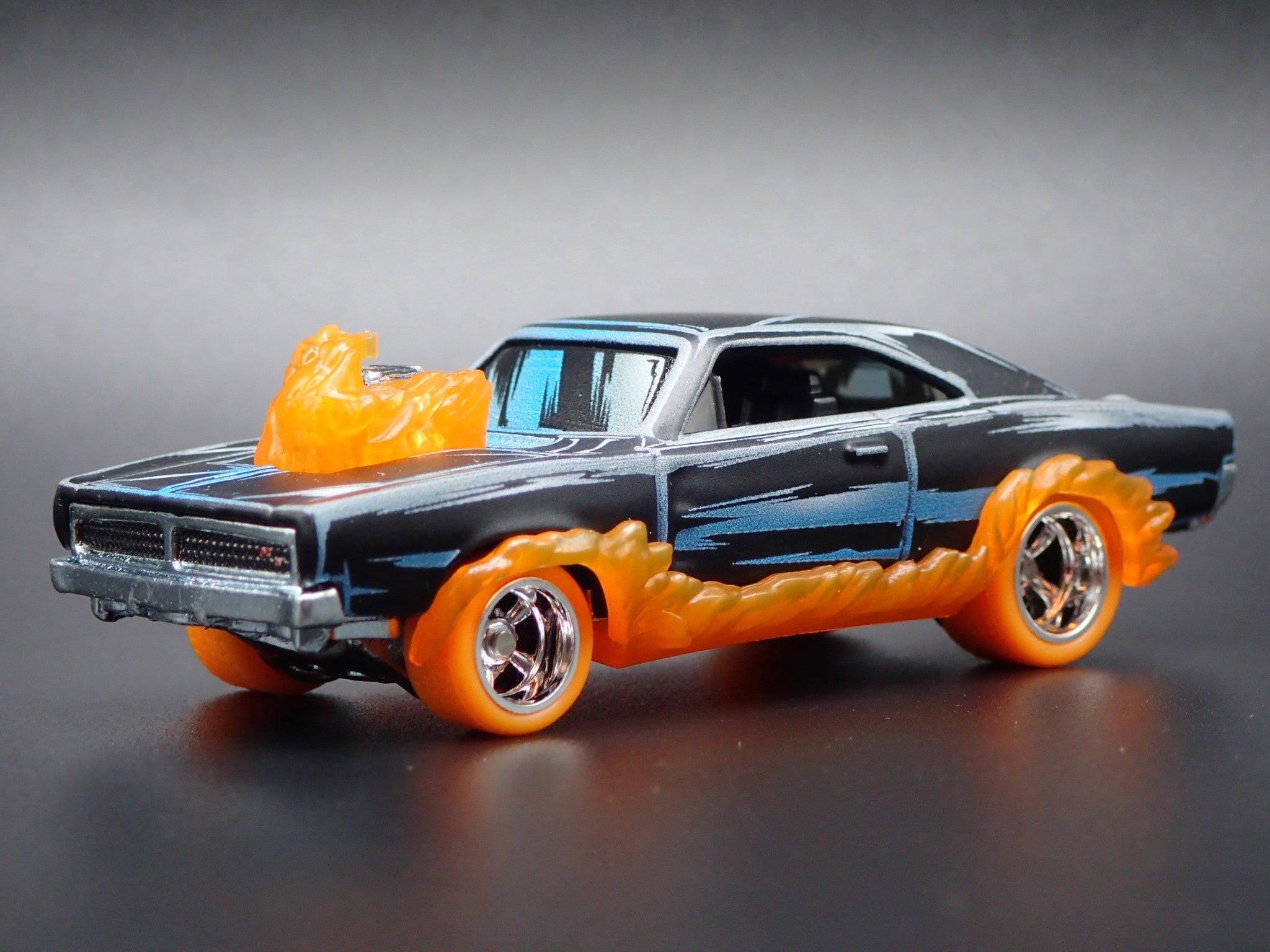 1969 69 DODGE CHARGER RT GHOST RIDER BLACK 1:64 SCALE DIORAMA DIECAST ...